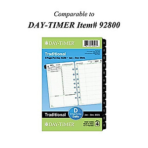 2021 Daily Planner Refill by AT-A-GLANCE, 5-1/2" x 8-1/2", 12010 Day-Timer, Size 4, Two Page per Day (481-225-21)