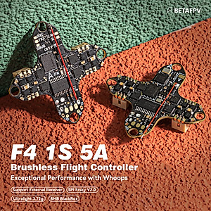 BETAFPV F4 1S 5A AIO Brushless Flight Controller with Built-in SPI Frsky Receiver, 8MB BlackBox, BT2.0 Cable Connector for 65/75mm 1S Micro FPV Whoop Drones