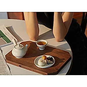 Heriter I Solid Walnut Octagonal Wood Cutting & Serving Board with Stainless Steel Stand/Frame I Modern kitchen I Clean up kitchen I wood cutting boards x 1, Magnetic Stainless Steel Stand x 1