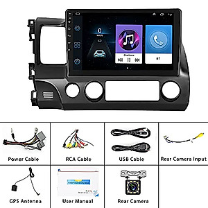 podofo Car Stereo Radio for Honda Civic 2006 2007 2008 2009 2010 2011 10.1 Inch Android Touch Screen Bluetooth Car Radio with GPS Navigation WiFi Mirror Link Backup Camera