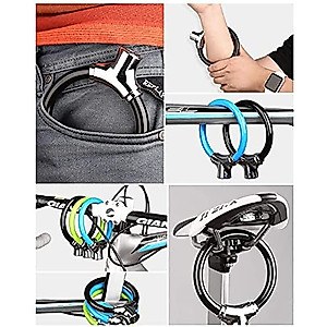 Bicycle Lock Portable Mini Ring Lock Anti-Theft Steel Cable Lock, Suitable for Mountain Road Bike Riding Equipment Accessories(Color:Blue)