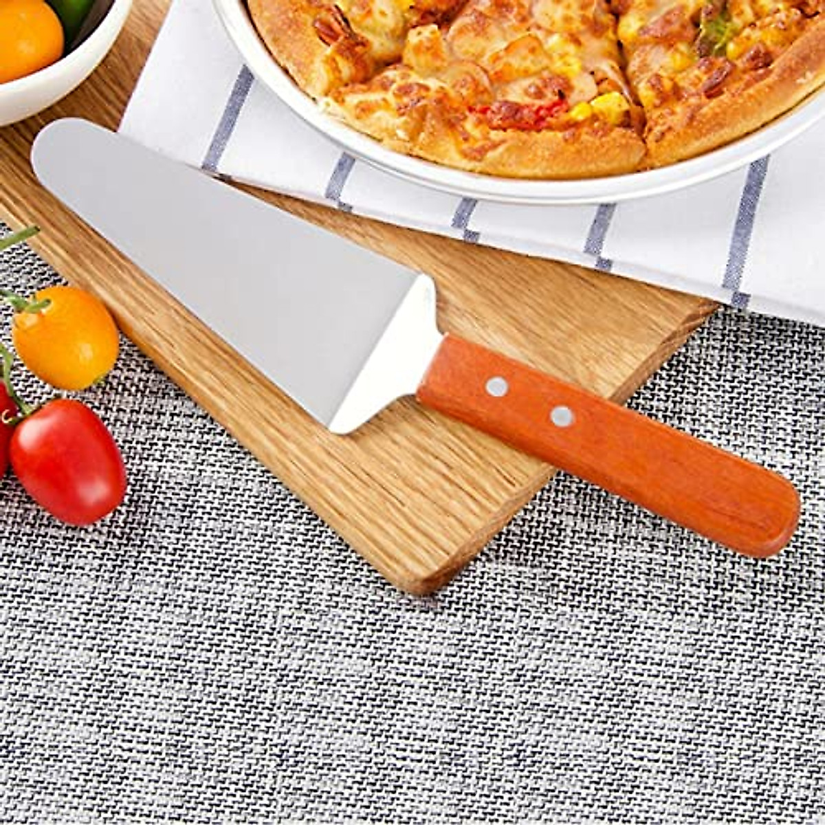 Tosnail 12 Pack Stainless Steel Pie Server Pizza Spatula Cake Cutter Slicer with Wooden Handle
