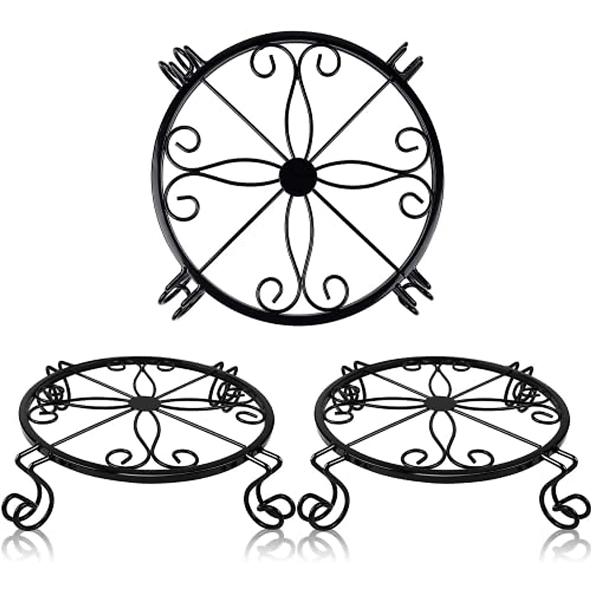 Metal Plant Stand Indoor,Outdoor Plant Stands Plant Holders,short Plant Stand corner,Small Plant Stand for Indoor Plants,Heavy Duty Flower Pot Stand Holder,Plant Rack Plant Display Shelf,Black (3 Pack)