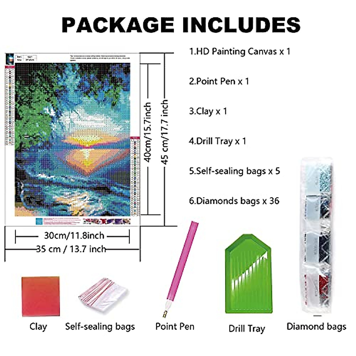 LVIITIS Beach Diamond Painting Kits for Adults Full Drill,Diamond Arts Dotz Beach Pictures Craft for Home Wall Decor 14x18 inch