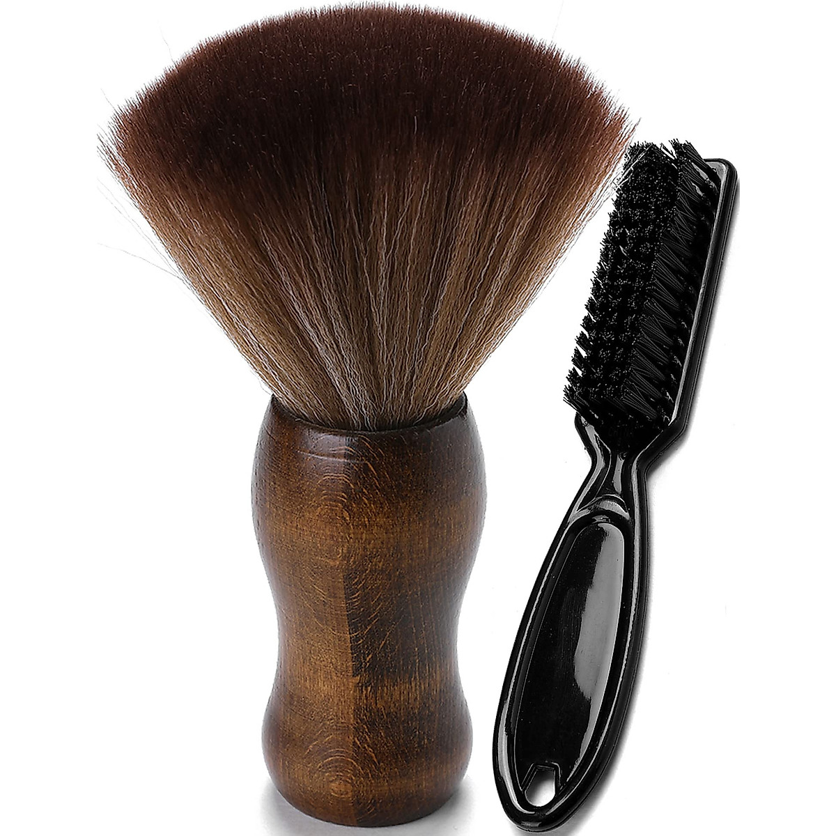 Barber Neck Duster Brush - Borogo Professional Barber Large Hair Cutting Cleaning Hairbrush Styling Tool (Neck brush+Black brush)