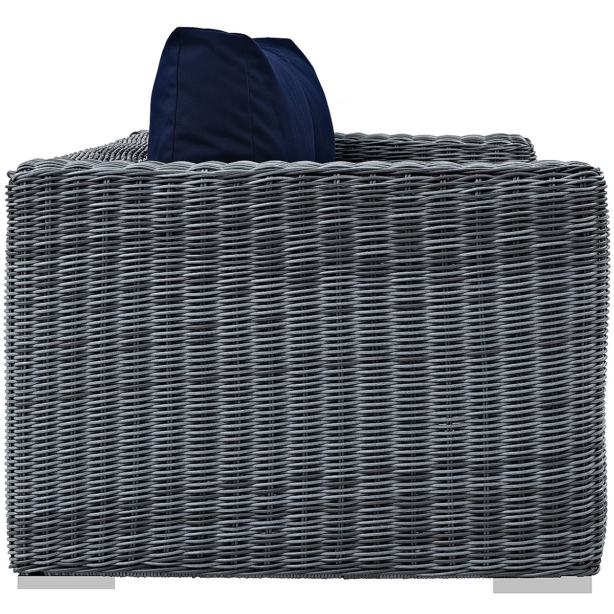 Modway EEI-1865-GRY-NAV Summon Wicker Rattan Outdoor Patio Sunbrella Loveseat in Canvas Navy