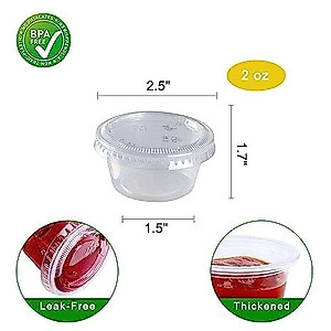 TashiBox 400 Sets - 2 oz Jello Shot Cups with Lids, Small Plastic Portion Cups with Lids, Disposable Condiment Containers for Sauce
