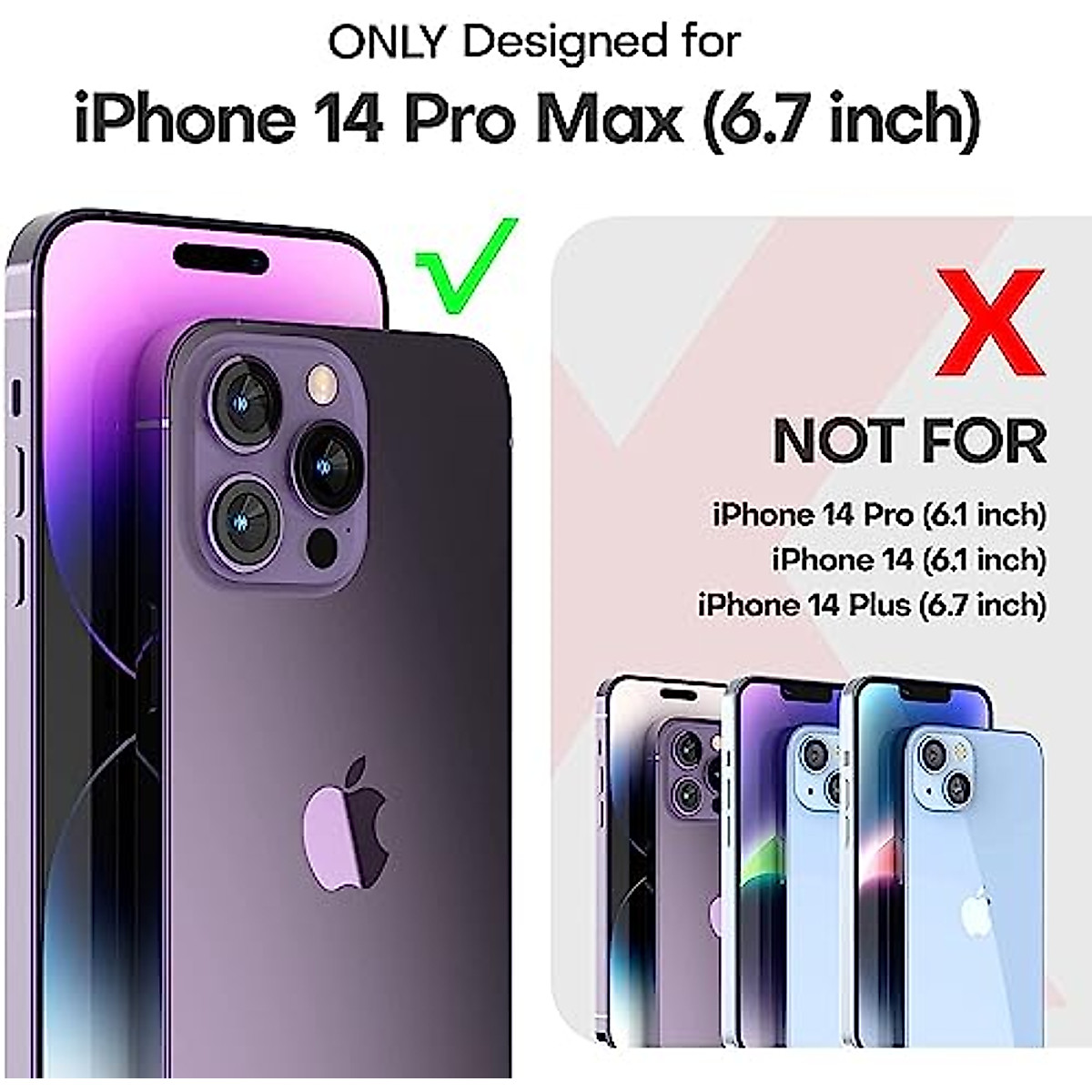 TAURI for iPhone 14 Pro Max Case, [5 in 1] 1X Clear Case [Not-Yellowing] with 2X Tempered Glass Screen Protector + 2X Camera Lens Protector, [Military-Grade Drop Protection] Phone Case 6.7 Inch