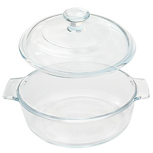 Small Tempered Glass Casserole Dish for Oven with Lid, Round Microwave Oven Baking Dish with Glass Lid, 0.8Qt