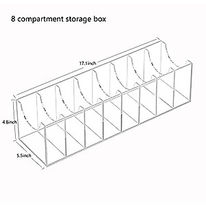 Belt Organizer, Acrylic 5&8 Compartments Belt Case Storage Holder , Clear Belt Display Case for Closet Tie and Bow Tie (8 grids)