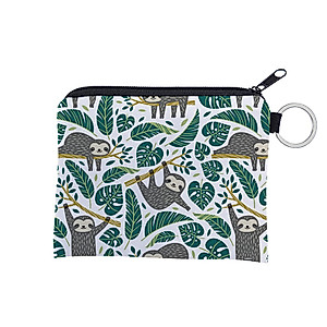 Cute Animal Sloth Coin Purses Water Resistant Mini Wallet Change Holders Credit Cards Key Storage Bag Coin Pouch(2Packs)