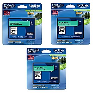 Brother Laminated Tape Black on Green, 18mm (TZe741) (3)