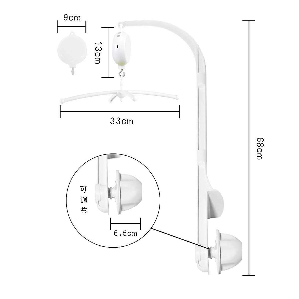 HLEEDUO diy 27 inches crib mobile arm ,baby mobile hanger for crib,mobile arm for crib nursery mobile arm
