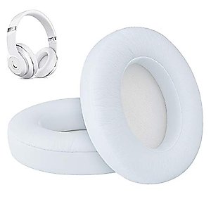 Studio Ear Pads Cushions Replacement Parts Repair Kit Compatible with Beats by Dr. Dre Studio 2 Wireless/Wired B0500/B0501 and Studio 3 Over Ear Headphones (White)