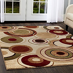 Home Dynamix Emmitt Modern Area Rug, 39"x55", Geometric Ivory/Green/Red
