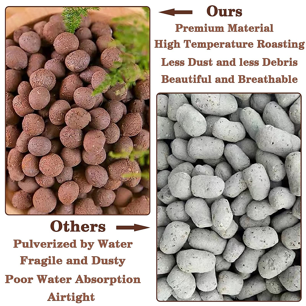 Legigo 2 LBS Organic Expanded Clay Pebbles, 4mm -16mm Light Expanded Clay Aggregate, Natural Clay Pebbles for Hydroponic & Aquaponics Growing, Orchid Potting Mix, Dutch Buckets, Drainage, Terrarium