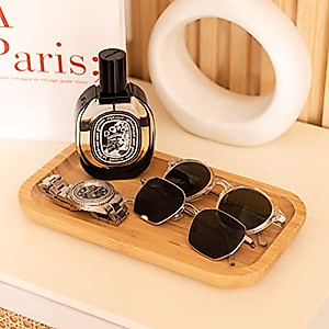 Bamboo Vanity Tray, Bathroom Counter Tray, Toilet Tank Top Tray for Organizing and Decor Display, 11.8 x 5.1 x 0.8 inch