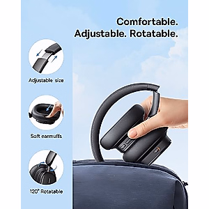 Baseus Active Noise Cancelling Headphones with 100H Playtime, LHDC Hi-Res Sound, Reduce Noise by Up to 95%, Spatial Audio, ENC Mics, 0.038s Low Latency, Bluetooth 5.3 Wireless Headphones - Bowie H1i