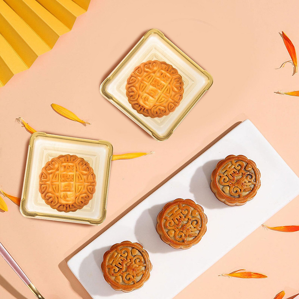 KALLORY 50pcs Boxes muffins Cupcake Container Moon Cake Containers Dessert Containers With Lids Cake Carrier Moon Cake Display Holder Cake Containers With Lids dome plastic biscuit