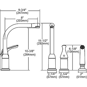 Elkay Everyday LK3001CR Deck Mount Kitchen Faucet with Remote Lever Handle and Side Spray, Chrome