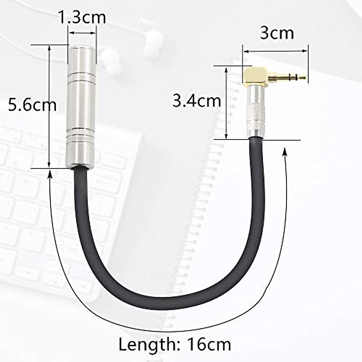 PNGKNYOCN Right Angle 3.5mm (1/8 inch) Male to 6.35mm (1/4 inch) Female Stereo Audio Adapter Connector Gold Plated for Audio Cable Extension and Conversion.