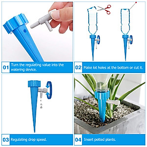 Self Watering Spikes, Slow Release Control Valve Switch Automatic Irrigation Watering Drip System, Adjustable Water Volume Drip System for Vacation and Outdoor Plant Watering-12Pack（6 green&6 blue）