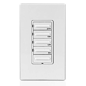 Leviton LTB30-1LZ Decora 1800W Incandescent/20A Resistive-Inductive 1HP Preset 5-10-15-30 Minute Countdown Timer Switch, White/Ivory/Light Almond Faceplates Included