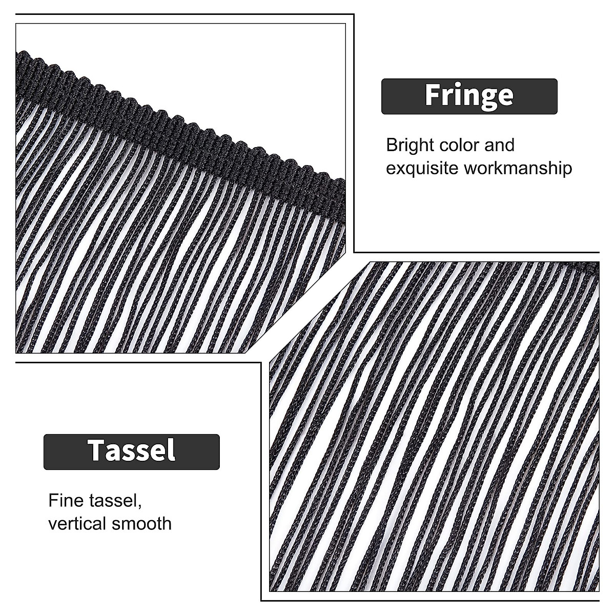 OLYCRAFT 10.4 Yards Polyester Tassel Fringe Trim 11 inch Wide Sewing Fringe Trim Lace Long Lenth Polyester Tassel for DIY Latin Dress - Black