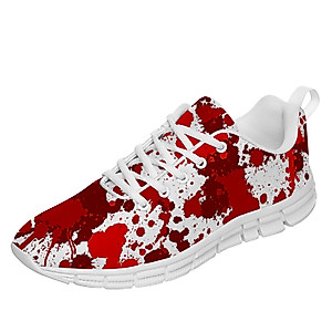 ocmogic Blood Shoes for Women Men Running Walking Tennis Sneakers Blood Splatter Bloody Halloween Shoes Gifts for Her Him,Size 8.5 Men/10 Women Black
