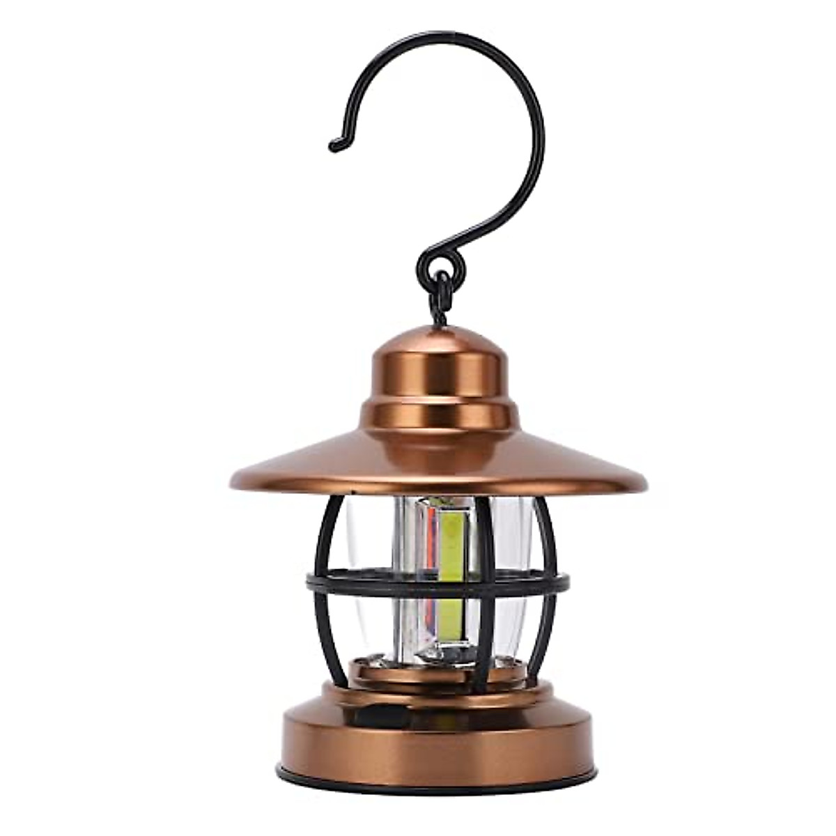 Camping Hanging Lantern, Vintage Hook Design One Button Switch 3 COB Battery Powered Garden Hanging Lamp