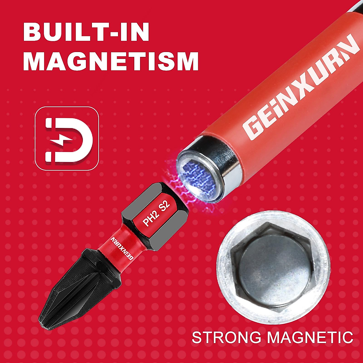 Geinxurn 5 PCS Drive Guide with Self Retracting Sleeve, Mixed Length Magnetic Drill Bit Tip Holder for Prevent Screws Shaking When Driving