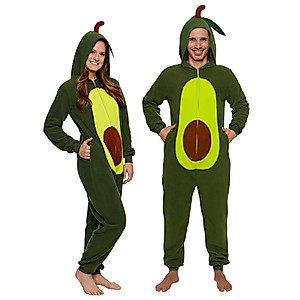 Funziez! Slim Pineapple and Avocado Adult Onesie - Food Halloween Costume - One Piece Cosplay Suit for Adults, Women and Men