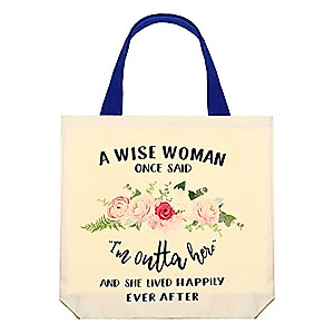 Retirement Bag Retirement Canvas Tote Bag with Funny Flower Inspirational Canvas Handbag Grocery Shopping Bag Reusable Tote Bag Large Shoulder Bag for Women Men Retirees Work , 15.8 x 15 Inch