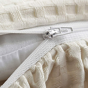 GE&YOBBY French Cotton Simple Seat Cushion,Fabric Not-Slip Soft Chair Pad,Ruffled Skirt Seat Cover with Ties and Cotton Filled for Wooden Dinner Chair Beige 43x45cm