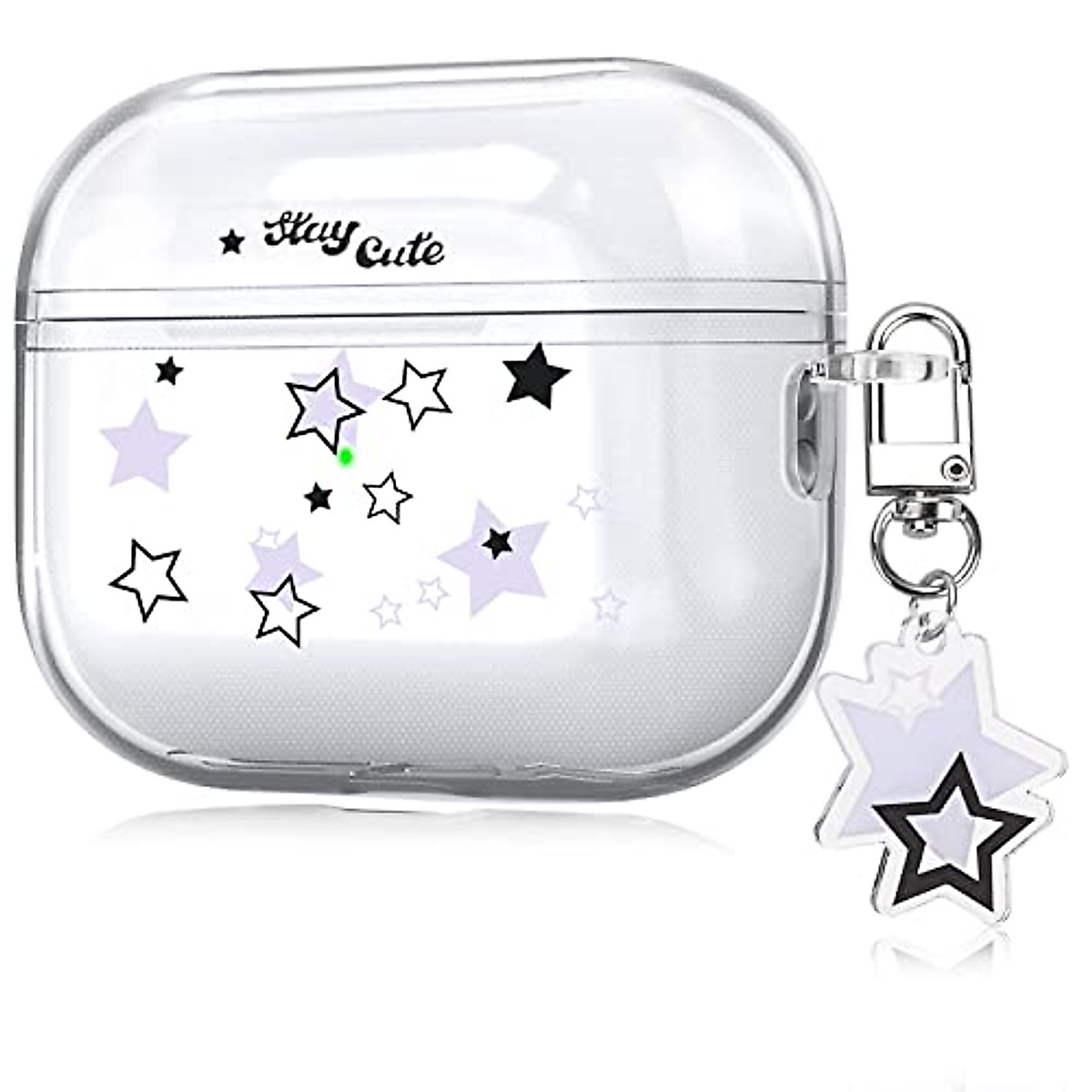 AirPod Pro 2 Case with Star Keychain, Cute Charms Star Pattern Design Clear Soft Protective Cover for AirPods Pro 2nd Generation 2022 Case