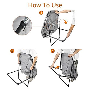 Amazon Basics Hexagon Shaped Chair with Foldable Metal Frame, Blue, 33.5"D x 31.5"W x 34.3"H