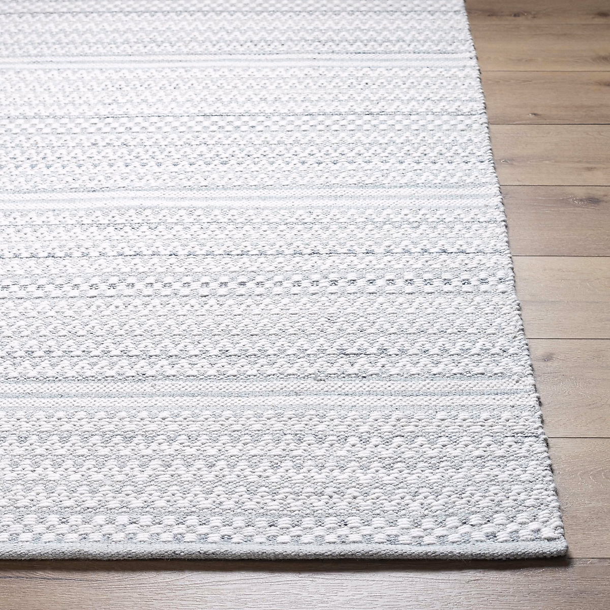Hauteloom Kendi Wool Living Room, Bedroom Area Rug - Modern Farmhouse - Neutral Bohemian Boho - Light Gray, White - 3'6" x 5'6"