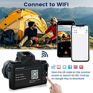 UIKICON 4K Digital Camera for Photography and Video with WiFi and Auto/Manual Focus, 64MP 16X Zoom, 4.0 Inch Touch Screen(Black)