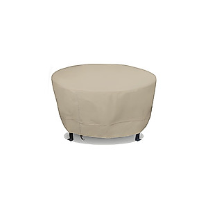 Eevelle Meridian Patio Round Table Cover with Marine Grade Fabric - Waterproof Outdoor Firepit Cover - Furniture Set Covers for Dining Table - Easy to Install - ( 30"H x 98"D, Khaki)
