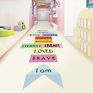 NXCYZY Word Hopscotch Decals Inspirational Quotes Floor Sticker Colorful Alphabet Game Stickers Encourage Motivational Positive Saying Floor Wallpaper Decor for Kids Room Nursery Classroom Play Room
