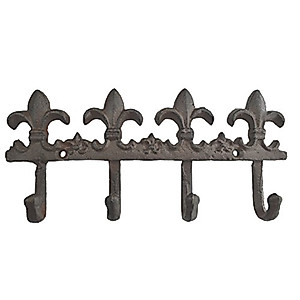 Lulu Decor, Cast Iron Fleur De Lis Key Hook (Key Hook Brown)