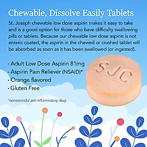 St. Joseph Aspirin Pain Reliever, Chewable Flavored, Low Dose, Orange, 108 Count (69536-181-15)