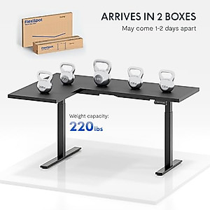 FLEXISPOT L Shaped Standing Desk 71 x 48 Inch Dual Motor Computer Electric Corner Desk Sit Stand Up Desk Height Adjustable Desk Home Office Table with Splice Board, Black