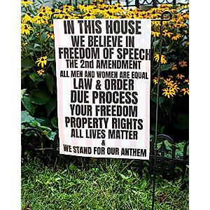 In this house we believe in the 2nd amendment Garden Flag, 12"X18" Conservative Patriotic Free Speech Yard Sign