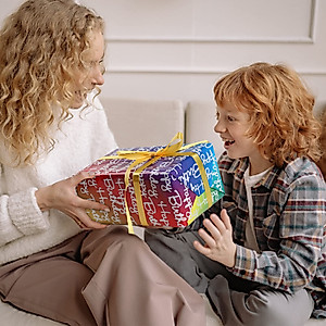 Bigqin 6PCS Kids Birthday Wrapping Paper Recycled Happy Birthday 70 * 50cm Gift Paper for Boys Girls Women Men Christmas Birthday Holiday Celebration Present Box, with Rope and Tape