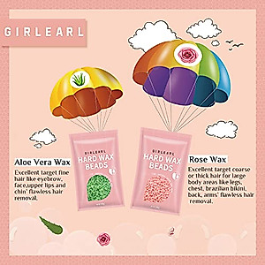 Waxing Kit for Women and Men, GIRLEARLE Wax Warmer Hair Removal at Home with Beads, Multiple Formulas Target Different Types of Sensitive Skin Body, Brazilian Bikini, Eyebrow, Facial