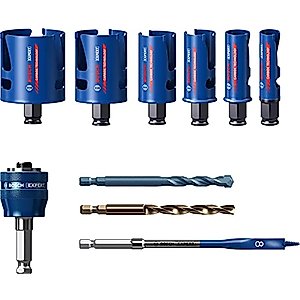 Bosch Professional 9x Expert Construction Material Hole Saw Set (Ø 20-64 mm, Accessories Rotary Impact Drill)