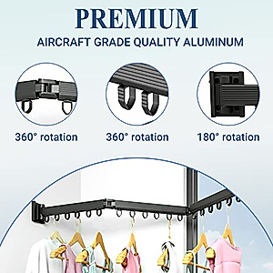 ZOES HOMEWARE 2023 Reinforced Wall Mounted Cothes Drying Rack, Drying Rack Clothing for Laundry Room, Collapsible Clothing Rack for Hanging Clothes, Foldable Laundry Hanger Dryer Rack (O Shape Hooks)