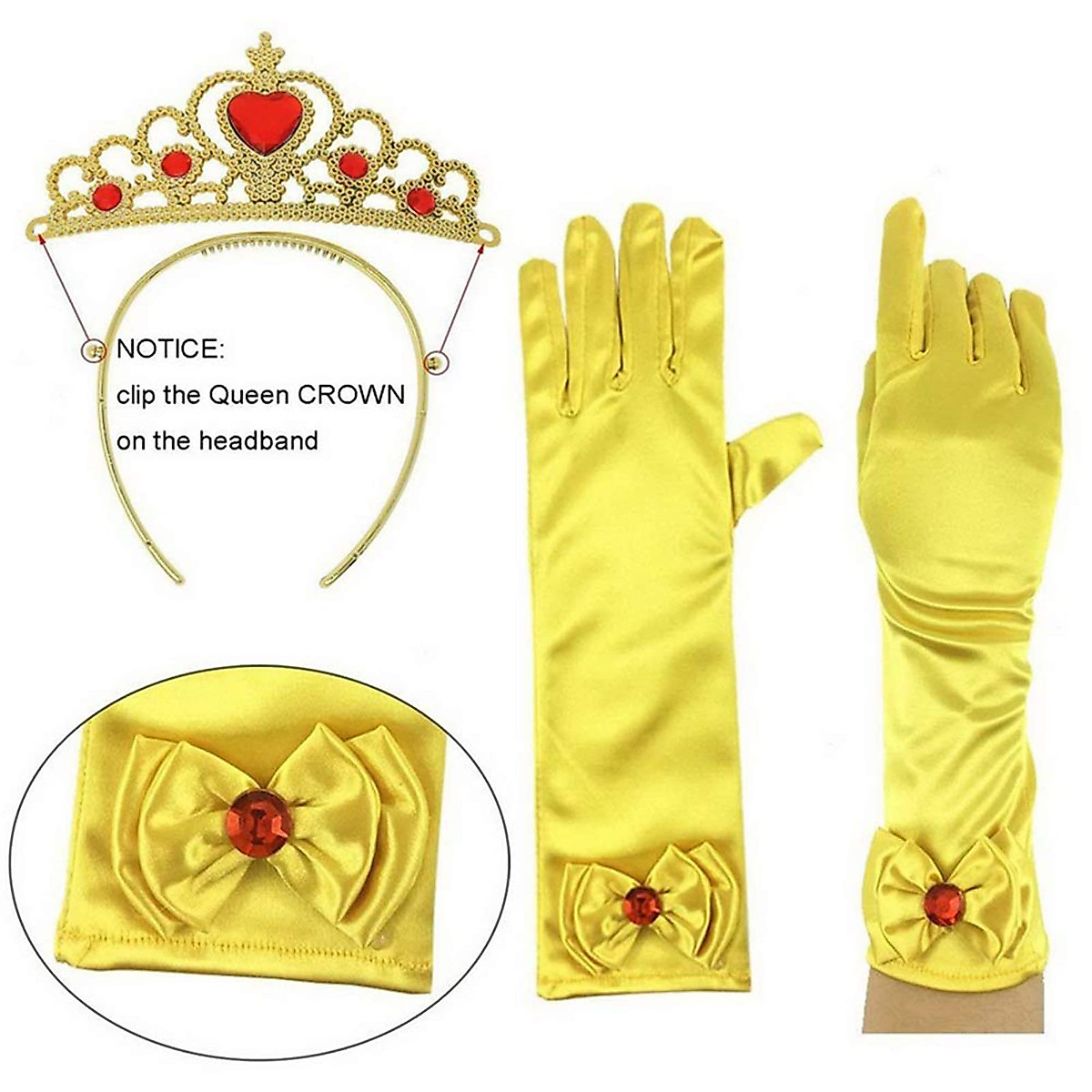 Orgrimmar Princess Dress Up accessories For Belle Gloves Princess Tiara Crown Wand Necklaces For Kids