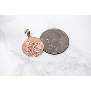 14k Saint Michael Protect Us Coin Charm Pendant in Rose Gold